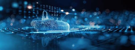 Abstract Digital Security Concept With Fingerprint Scanning For Business Protection Stock