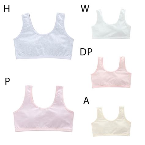 Cute Girls Training Bra Solid Color Crop Tank Bras Grandado