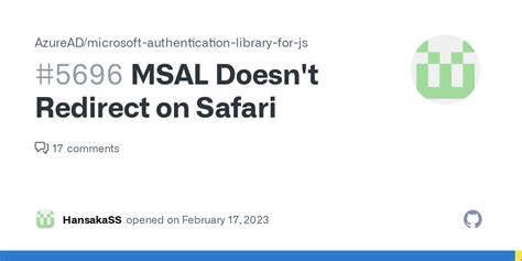 Msal Doesnt Redirect On Safari · Issue 5696 · Azureadmicrosoft