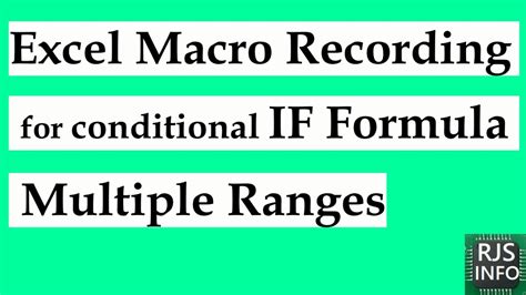 Excel Macro For If Function Conditional Formula Tutorial Excel