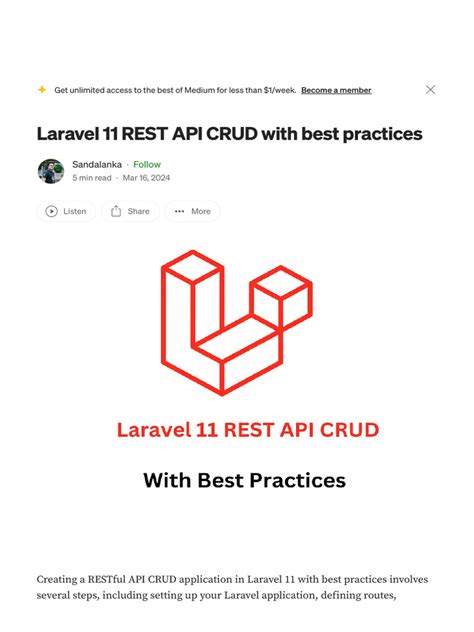 Laravel 11 Rest Api Crud With Best Practices By Sandalanka Mar 2024 Medium Pdf Php