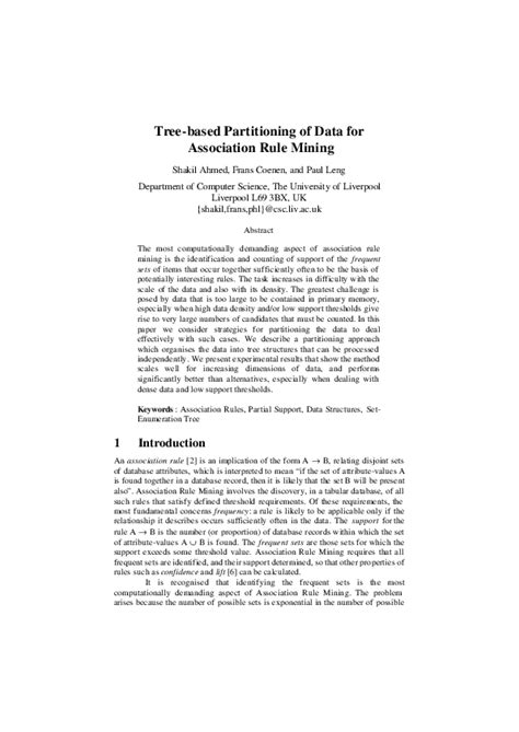 Pdf Tree Based Partitioning Of Date For Association Rule Mining