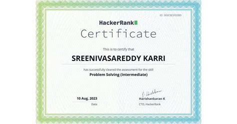 𝐒𝐑𝐄𝐄𝐍𝐈𝐕𝐀𝐒 𝐑𝐄𝐃𝐃𝐘 On Linkedin Hackerrank Skill Certificate