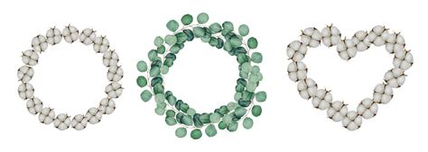 유칼립투스와 면화의 프레임과 화환의 수채화 구성 고립된 배경에 손으로 그림을 그리는 클립아트 청첩장 디자이너 장식 섬유 포스터