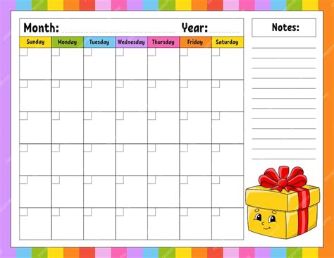 Premium Vector Blank Calendar Template For One Month Without Dates