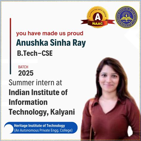 Anushka Sinha Ray On Linkedin Thank You Heritage Institute Of Technology