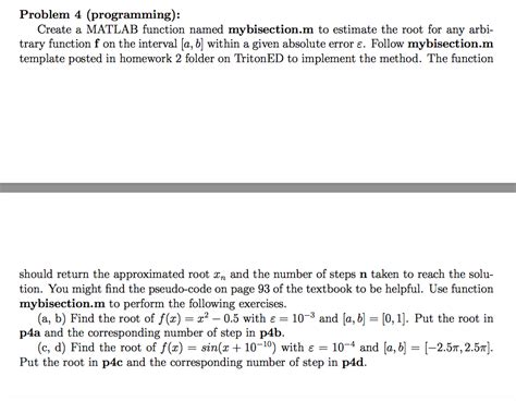 Create A Matlab Function Named Mybisectionm To
