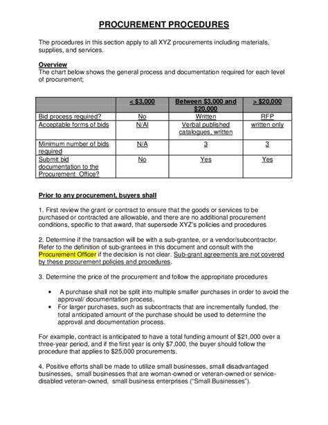 Sample Procurement Policy Free Download