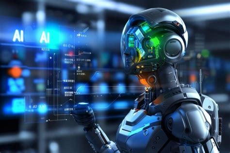 Ai Robot Analyzing Data On A Digital Screen Illustrating Advanced Artificial Intelligence