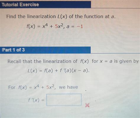 solved find the linearization l x of the function at a