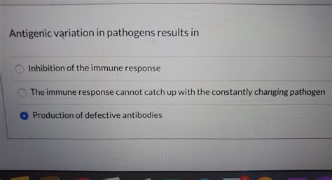 Solved Antigenic Variation In Pathogens Results In