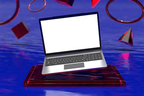 3d 렌더링으로 배경 제품 프리젠 테이션 무대 디스플레이와 트리플 실린더 받침대 위의 노트북 컴퓨터 화면 모형 0명에 대한 스톡 사진 및 기타 이미지 Istock