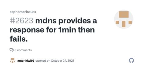 Mdns Provides A Response For Min Then Fails Issue Esphome Issues GitHub