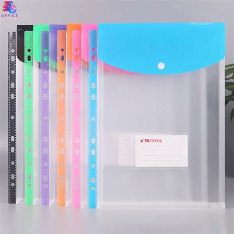 11 Hole Binder A4 Size Assorted Colors Clear Button Folder Plastic Vertical Document Holder
