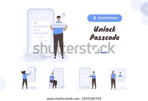 Unlock Passcode Login Access Illustration Bundle Stock Vector Royalty Free 2209280769