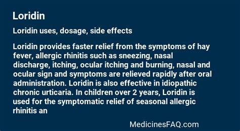 Loridin Uses Dosage Side Effects Food Interaction And Faq