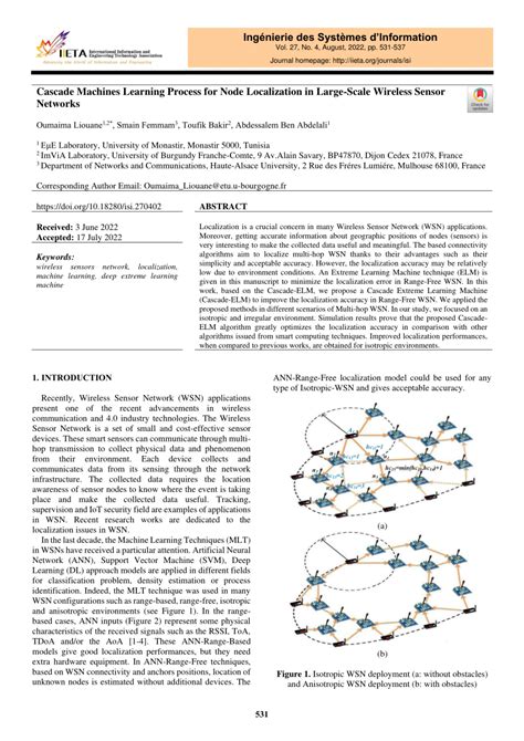 Pdf Cascade Machines Learning Process For Node Localization In Large Scale Wireless Sensor