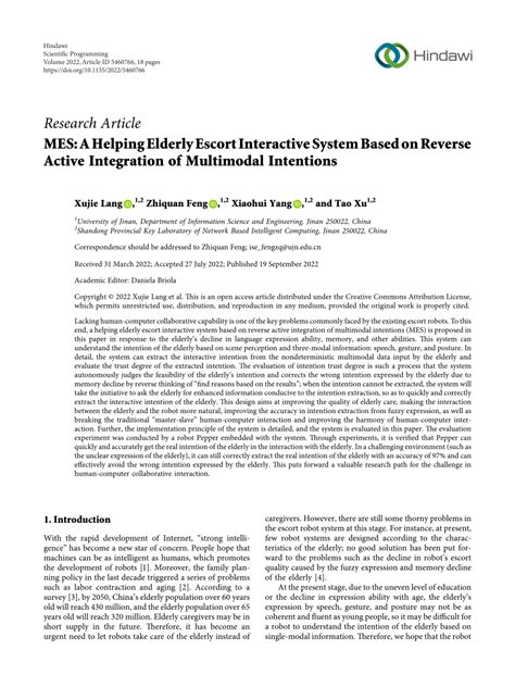 Pdf Mes A Helping Elderly Escort Interactive System Based On Reverse Active Integration Of