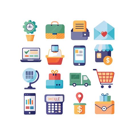 Premium Vector Realistic Shopping And Ecommerce Icons Set