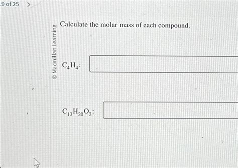 Calculate The Molar Mass Of Each Compound C₂h₁