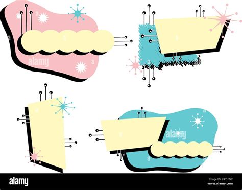 Collection Of Cute Retro Frames Stars And Abstract Background Stock