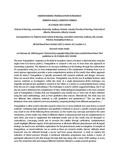 Understanding Triangulation In Research Pdf Qualitative Research