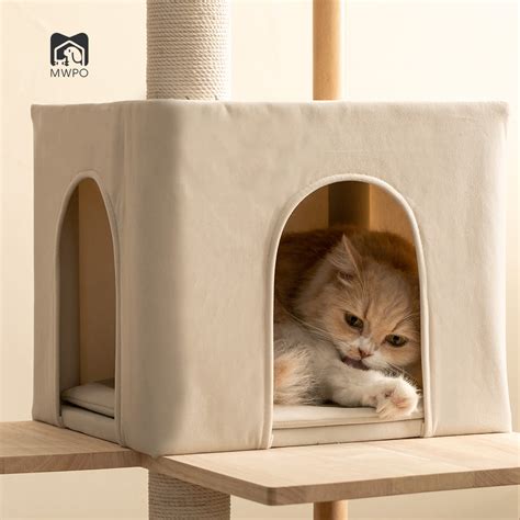 Mwpo キャットタワー おしゃれ 木製 木 高級 北欧 可愛い 猫タワー モロ 白 猫 タワーws7000シリーズ 高さ160cm