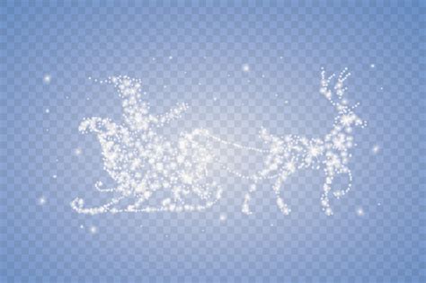 투명한 배경에 고립 된 사슴과 산타 클로스의 형태로 반짝이는 입자의 흰색 먼지 별 흔적 매직 컨셉 크리스마스 새해 고드름에 대한 스톡 벡터 아트 및 기타 이미지 Istock