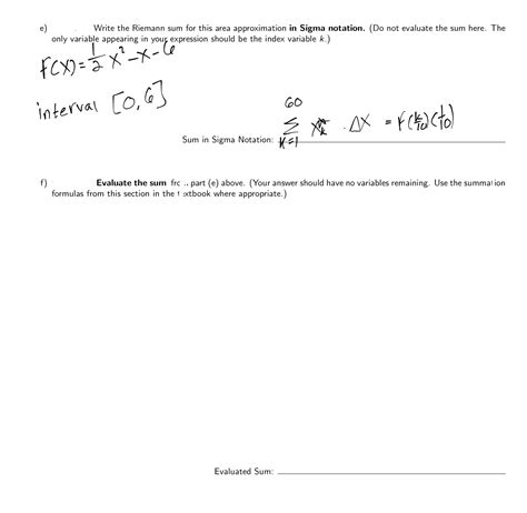 Solved E Write The Riemann Sum For This Area Approximation