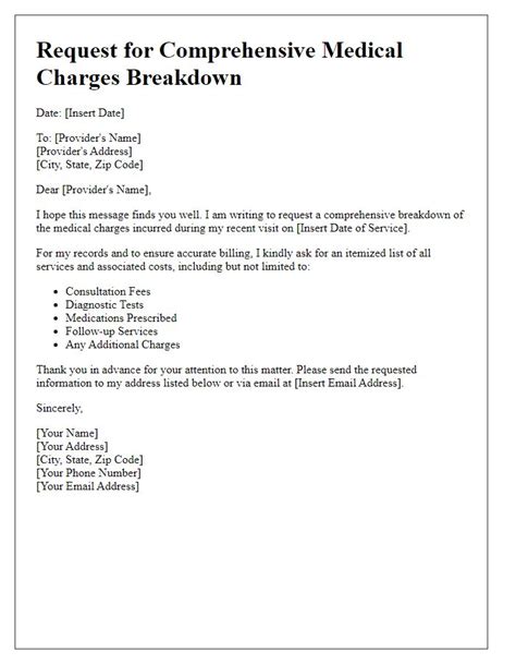 Letter Template For Requesting Breakdown Of Medical Charges Free