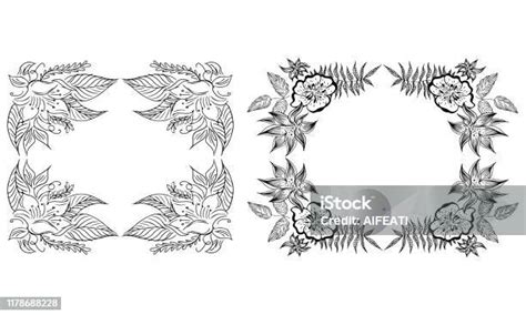 열대 손으로 그린 꽃 직사각형 프레임 윤곽선 집합입니다 정글 일러스트 꽃 무늬 세트입니다 벡터 격리 컬렉션입니다 내츄럴 스프링 웨딩 카드 여름 열대 잎입니다 식물 프레임