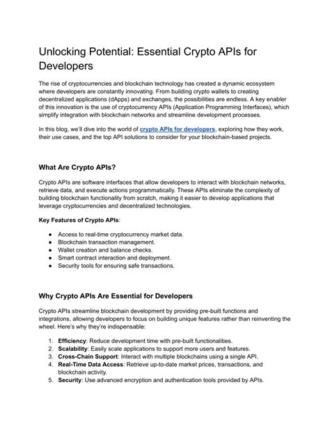 Ppt Unlocking Potential Essential Crypto Apis For Developers