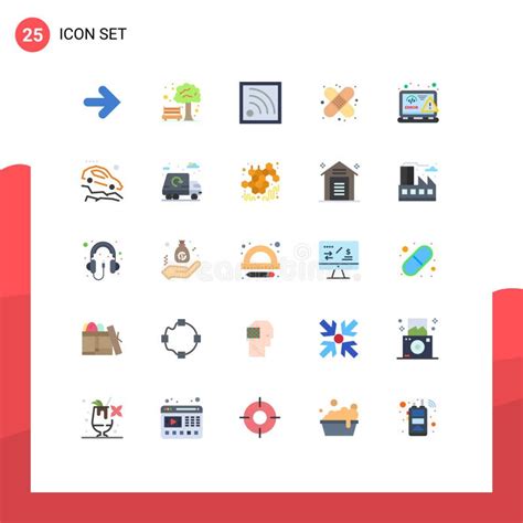 25 Thematic Vector Flat Colors And Editable Symbols Of Web Design Signal Coding Medical