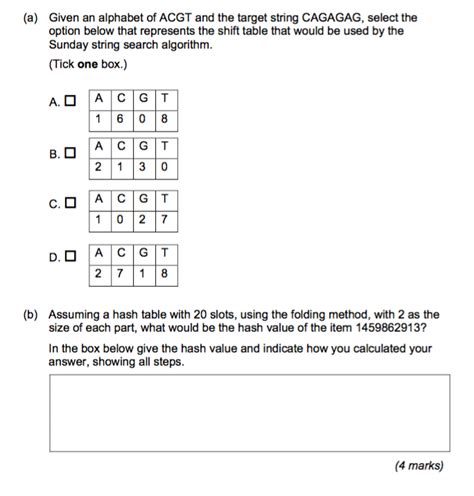 Solved A Given An Alphabet Of Acgt And The Target String