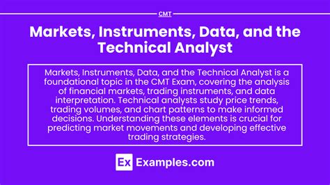 Markets Instruments Data And The Technical Analyst Notes And Practice Questions Cmt Examples
