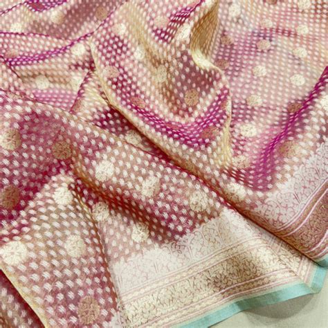 Dual Shade Pure Tissue Silk Handwoven Banarasi Saree Banarasi Shagun