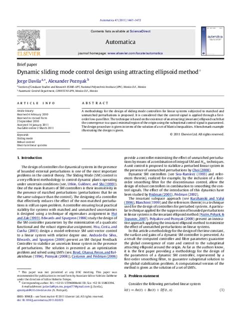 Pdf Dynamic Sliding Mode Control Design Using Attracting Ellipsoid Method