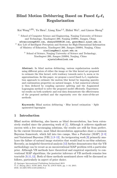 Pdf Blind Motion Deblurring Based On Fused 0 Regularization