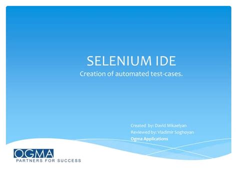 Selenium Ide And Extensions Pptx