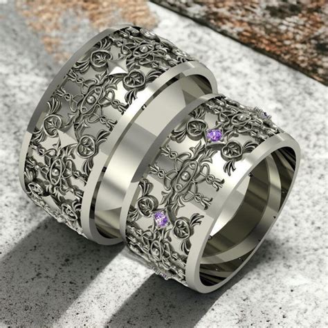 Обручки срібні Серця 925 проби з фіанітами та родіюванням пара чоловіче і жіноче 2022 16 23