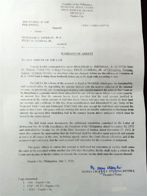 One News Baguio Rtc Issues Warrants Of Arrest Against Facebook