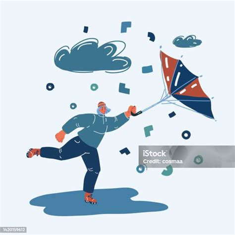 바람에 의해 부서진 우산을 가진 여성의 벡터 일러스트 레이 션 깨짐에 대한 스톡 벡터 아트 및 기타 이미지 깨짐 우산