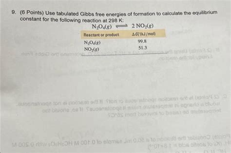 solved 9 6 points use tabulated gibbs free energies of