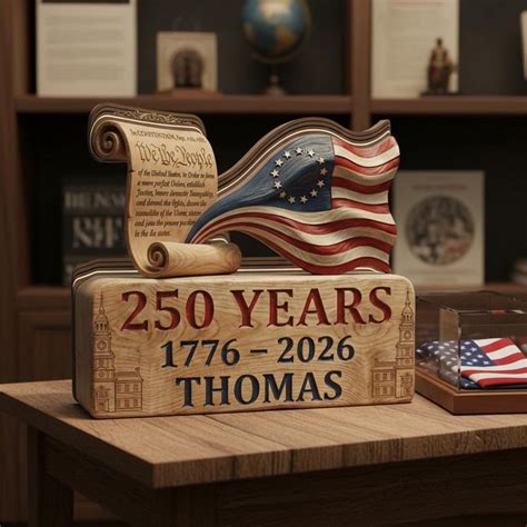 Personalized Usa 250th Anniversary Wood Block 1776 2026