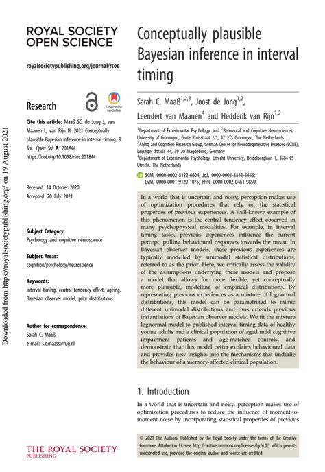 (PDF) Conceptually plausible Bayesian inference in interval timing