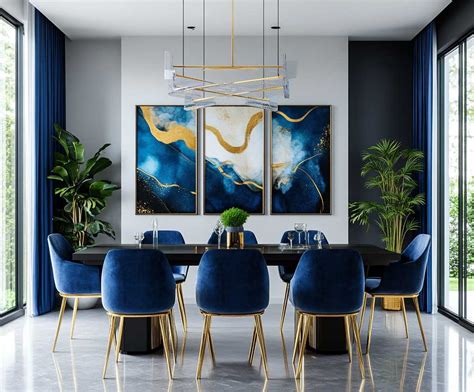 7 Dining Area Decor Ideas With Elegant Blue And Gold Accents • 333k Inspiring Lifestyle Ideas