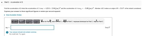 Solved Find Acceleration Of C AC At The Instant Shown Give Chegg