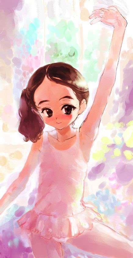 Safebooru Ballerina Blush Brown Eyes Brown Hair Camisole Collarbones