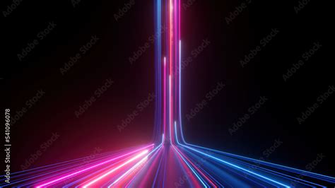 3d Render Abstract Background With Glowing Pink Blue Neon Lines Stock Illustration Adobe Stock