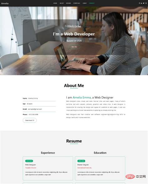Web Design Developer Resume Web Template Free Download Front End